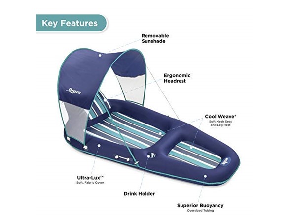Aqua Pool Float Lounger with UPF 50 Canopy and Cupholder – Heavy Duty ...