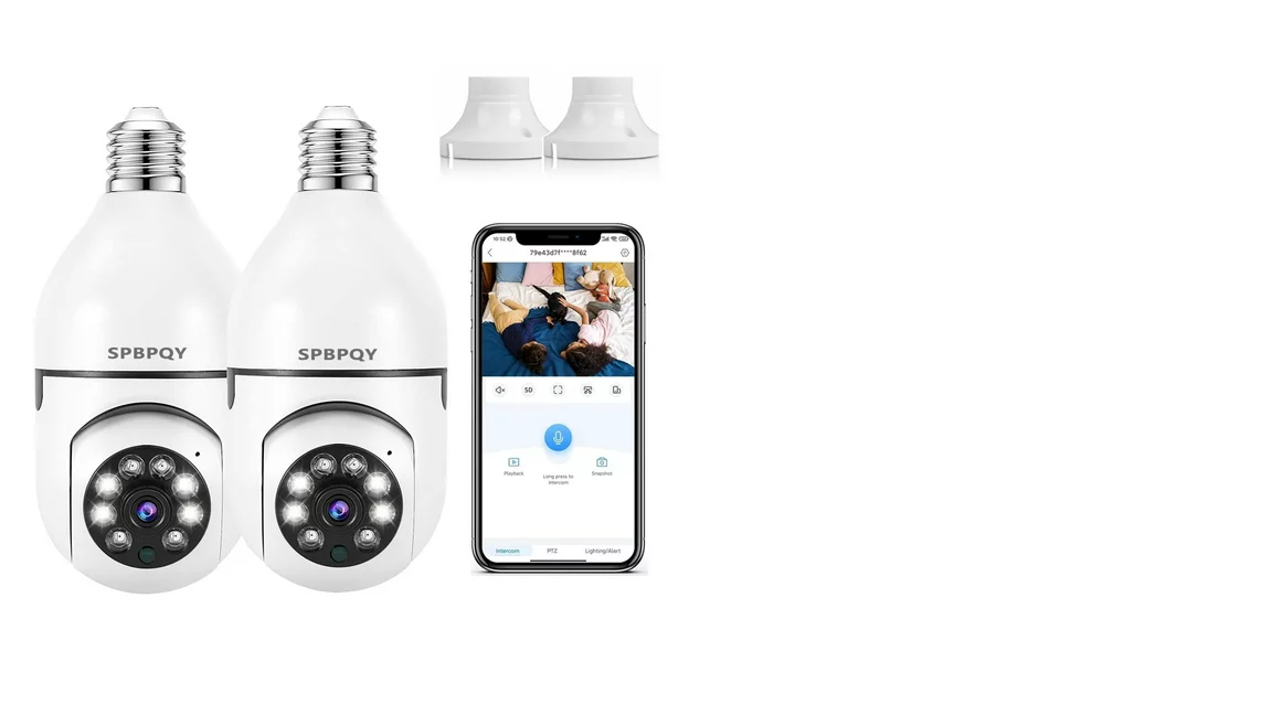 SPBPQY Light Bulb Camera, 2 Pack Security Camera 1080p, 2.4GHz WiFi ...